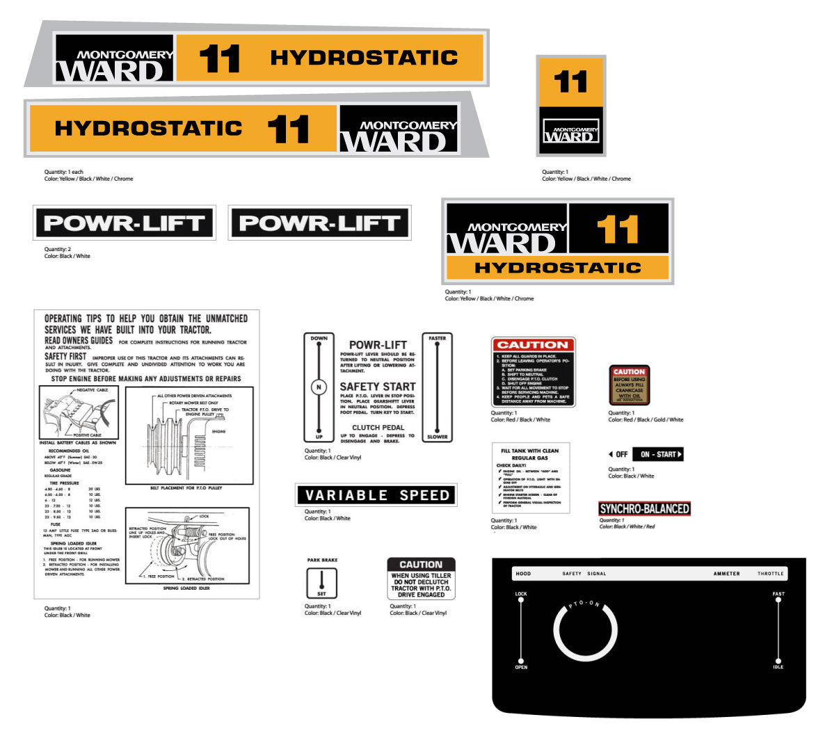 Montgomery Wards 11 Hydrostatic Decal Kit – Vintage Reproductions