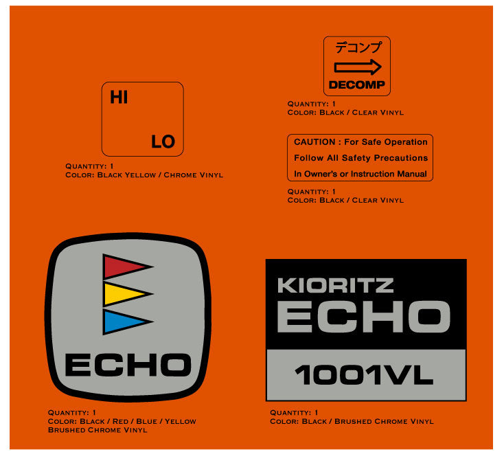 ECHO 1001VL Chainsaw Decals – Vintage Reproductions