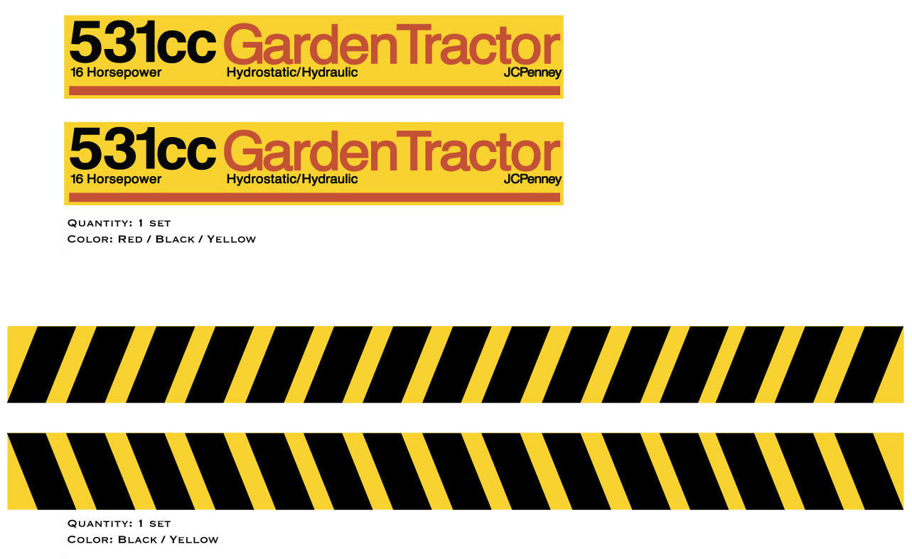 JC Penny MTD 990 Hood and Fender Decals – Vintage Reproductions