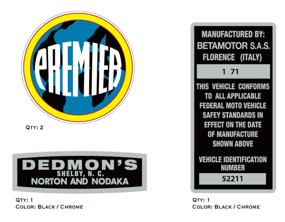 Beta Premier Mini Bike Decals – Vintage Reproductions