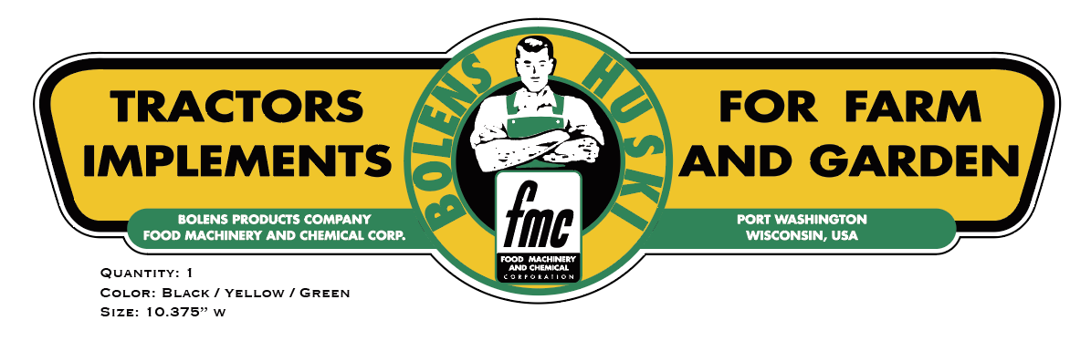 Bolens Tractor Implement Decal (Large) – Vintage Reproductions
