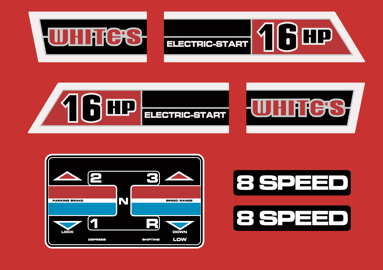 Whites Electric Start 16HP Hood & Dash Decal – Vintage Reproductions