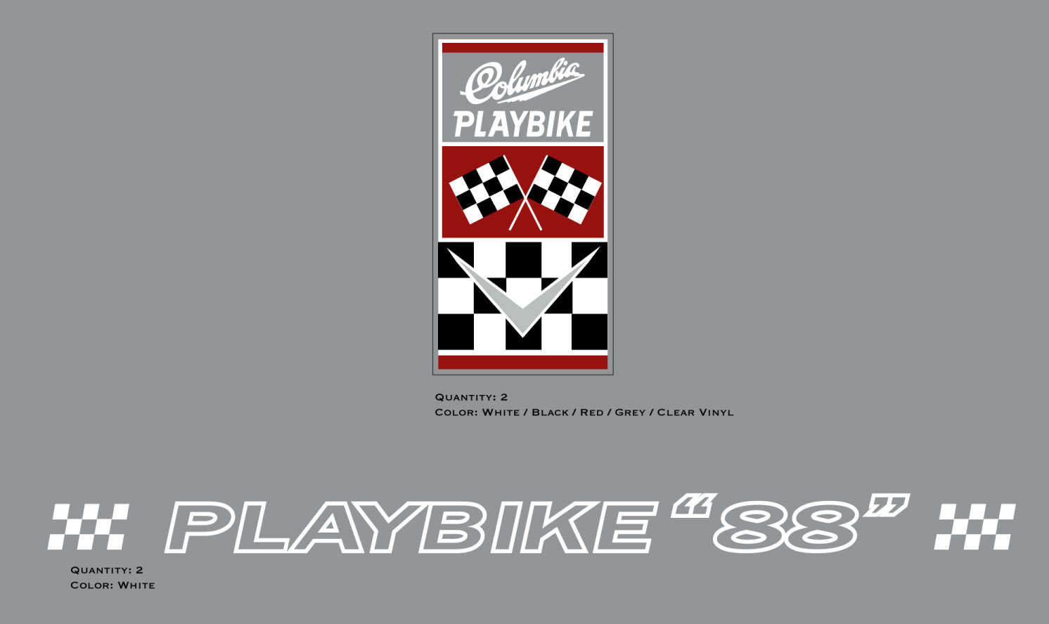 Columbia Playbike 88 Decals – Vintage Reproductions