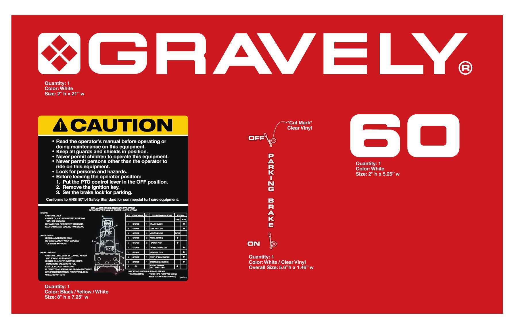 Gravely PM-300 60" Mower Decals – Vintage Reproductions