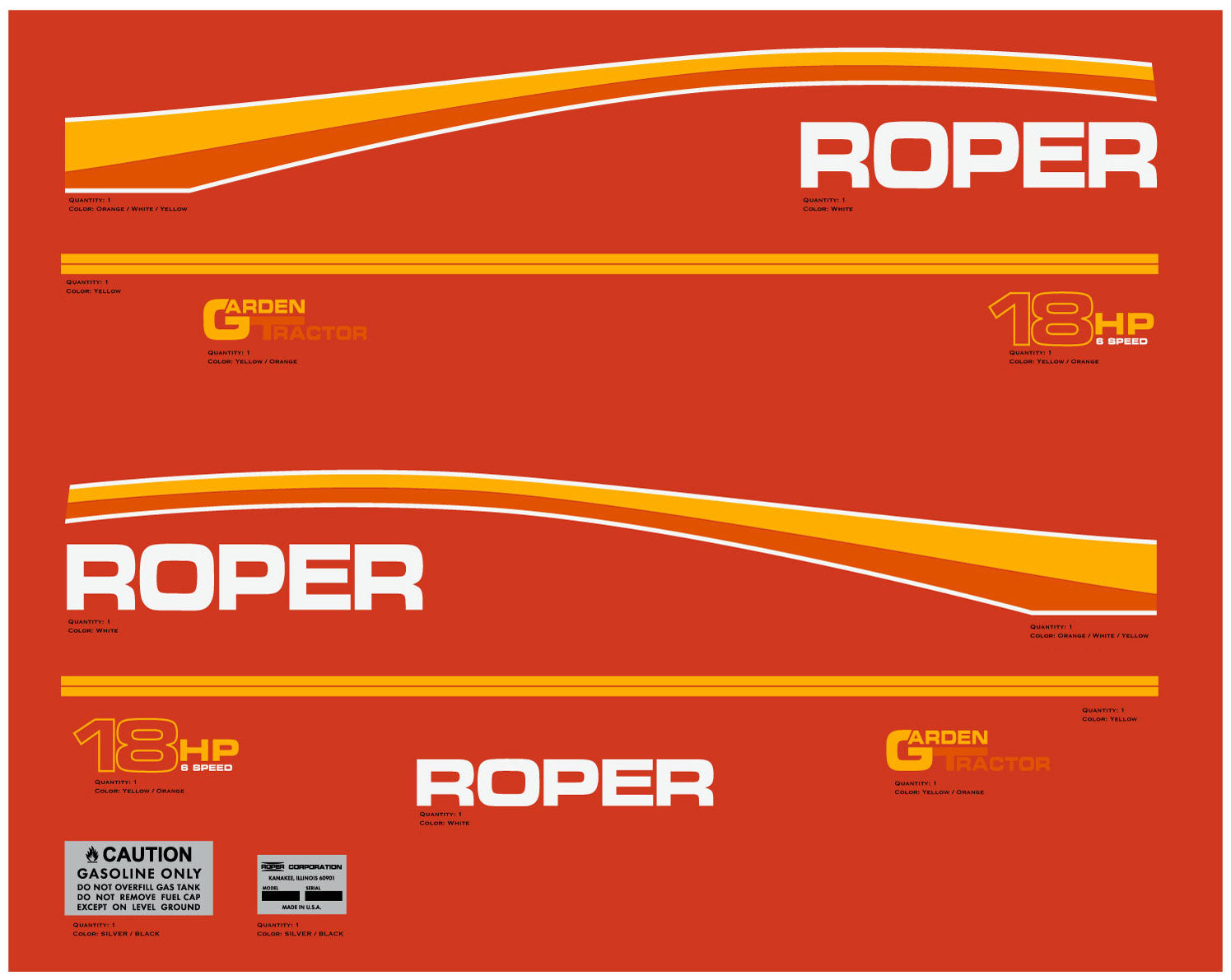 SEARS ROPER 18HP Decal Kit – Vintage Reproductions