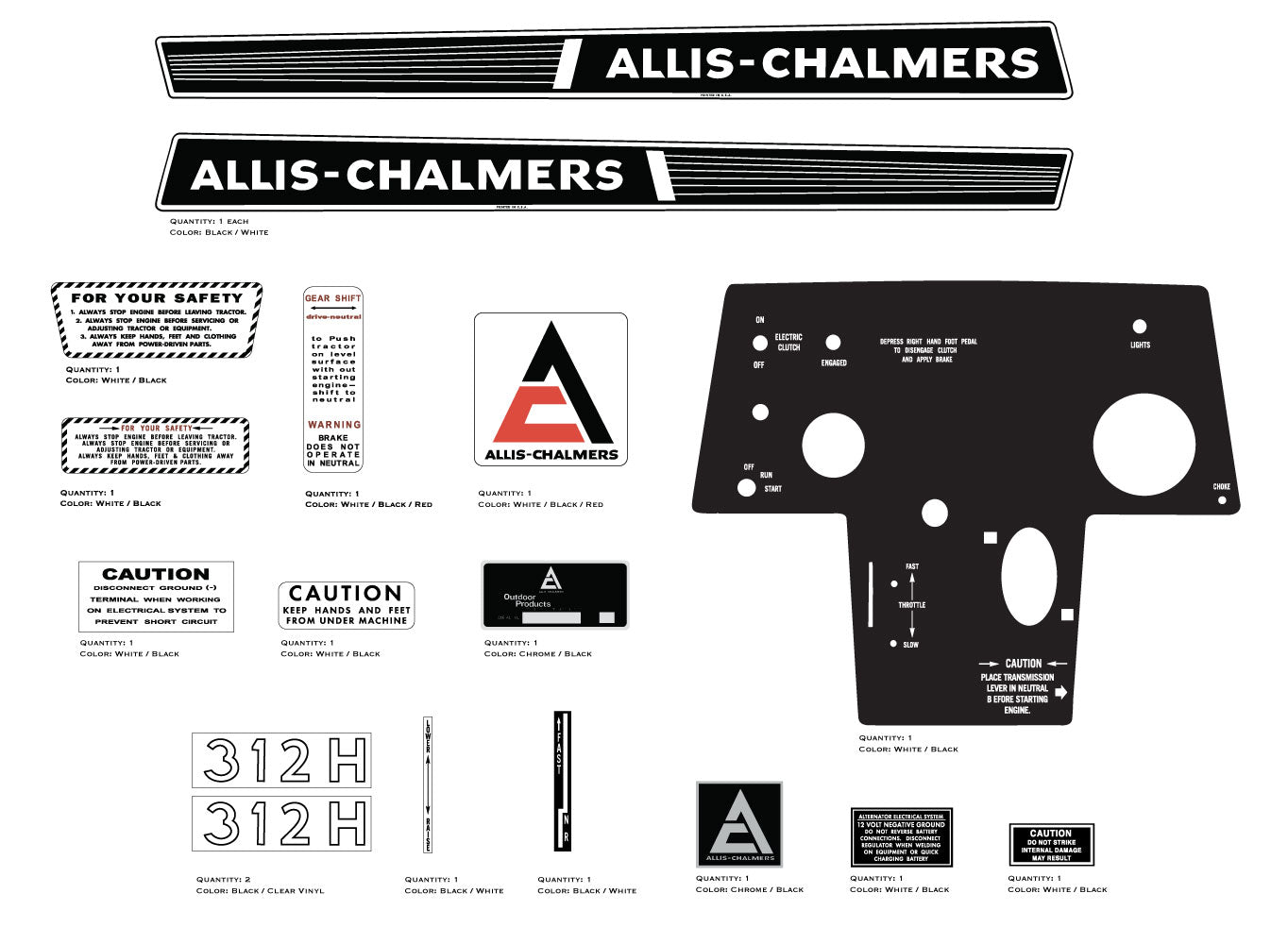 Allis Chalmers 1971 312H Decal Kit – Vintage Reproductions