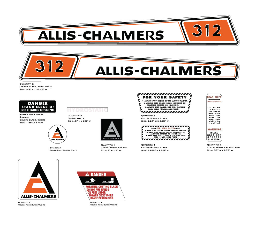 Allis Chalmers 312 Hydro Kit – Vintage Reproductions