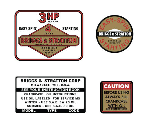 Briggs and Stratton 3hp Decal Set – Vintage Reproductions