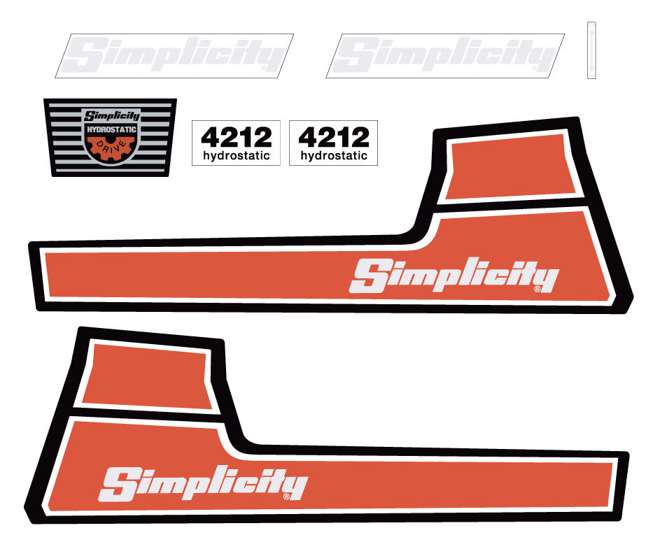 Simplicity 4212 Hydrostatic Lawn Tractor Decals – Vintage Reproductions