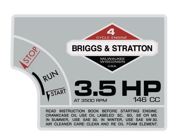 Briggs and Stratton 3.5HP Decal – Vintage Reproductions
