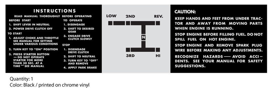 Jacobsen chief 800 Shift Decal – Vintage Reproductions