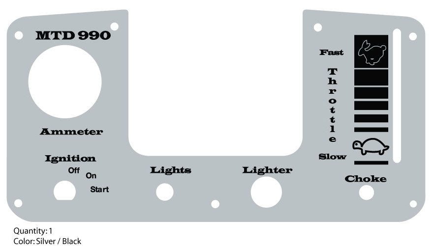 MTD 990 Dash Decal – Vintage Reproductions