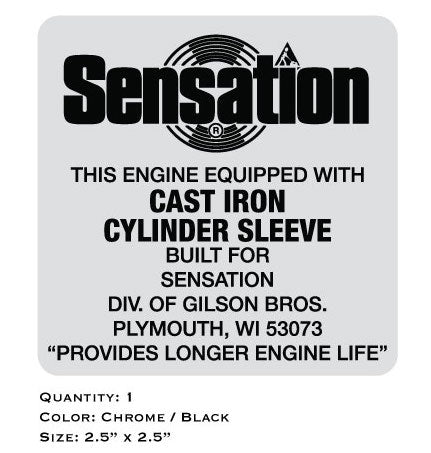 Sensation Cast Iron Sleeve Engine Decal – Vintage Reproductions