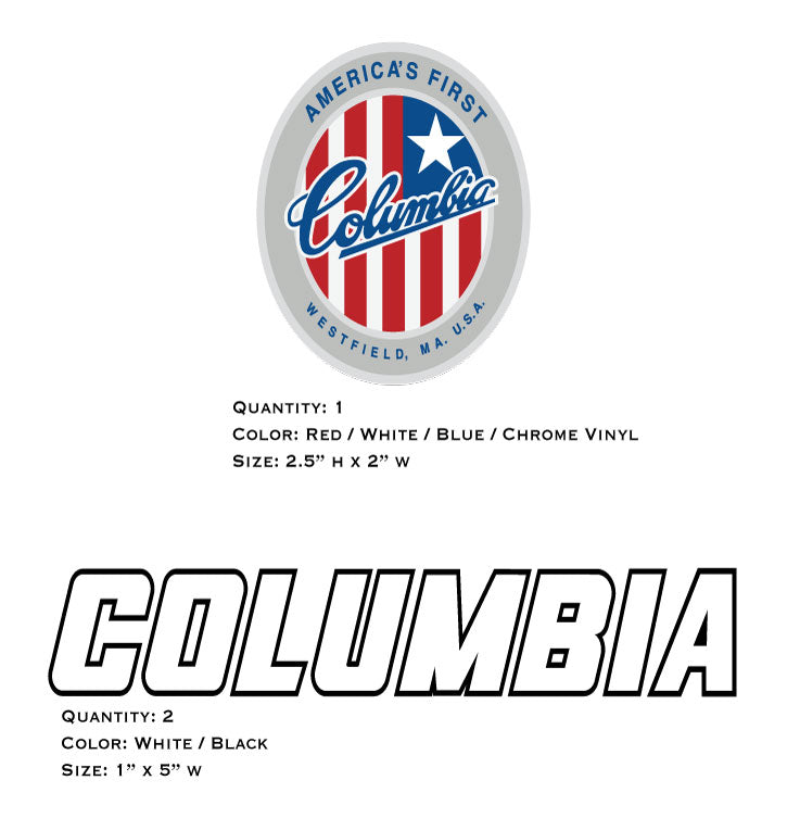 Columbia Bicycle Decals – Vintage Reproductions