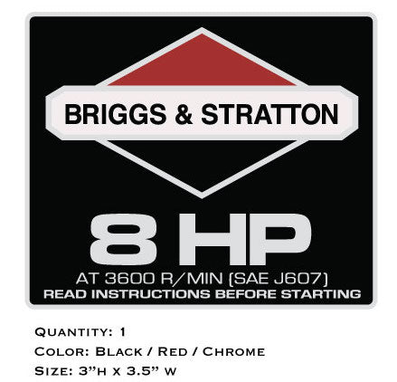 Briggs and Stratton 8HP Non-Synchro Engine Decal – Vintage Reproductions