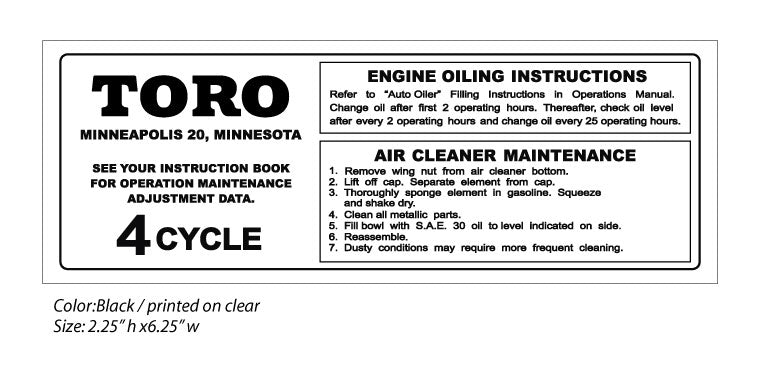 TORO 1968 4 Cycle decal – Vintage Reproductions
