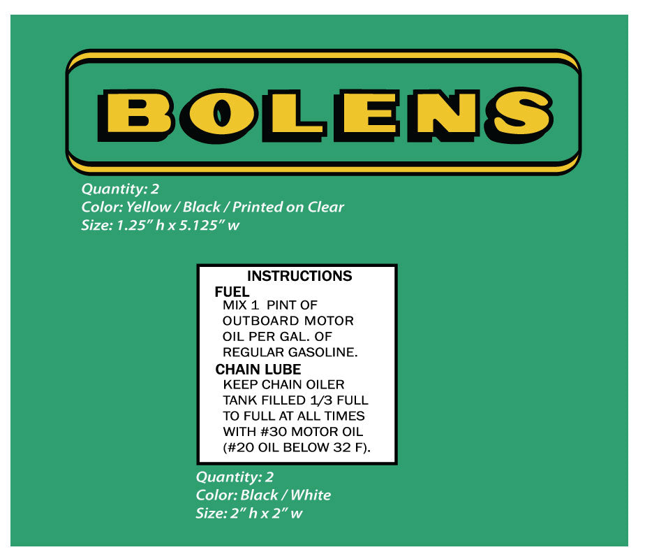 Bolens Chainsaw Decals – Vintage Reproductions