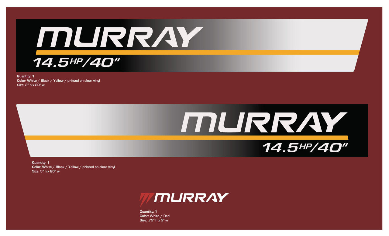 Murray 14.5 hp Hood Decals – Vintage Reproductions