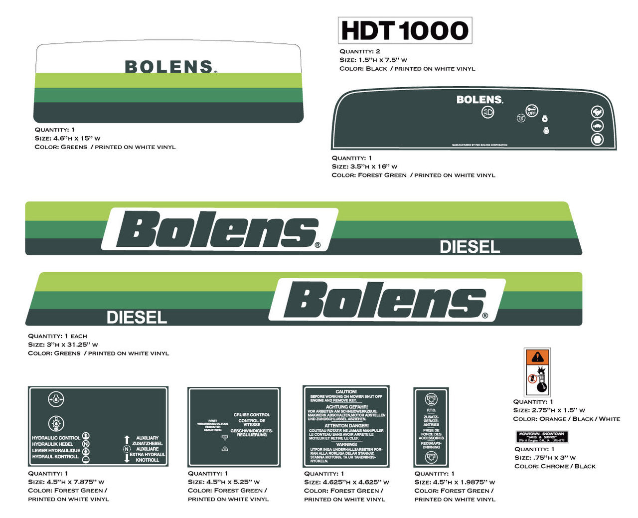 Bolens HDT 1000 Diesel Tractor Decal kit – Vintage Reproductions
