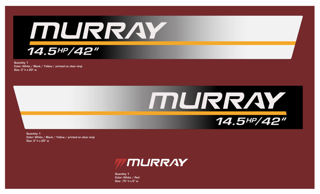 Murray 14.5 hp / 42" Deck Hood Decals – Vintage Reproductions