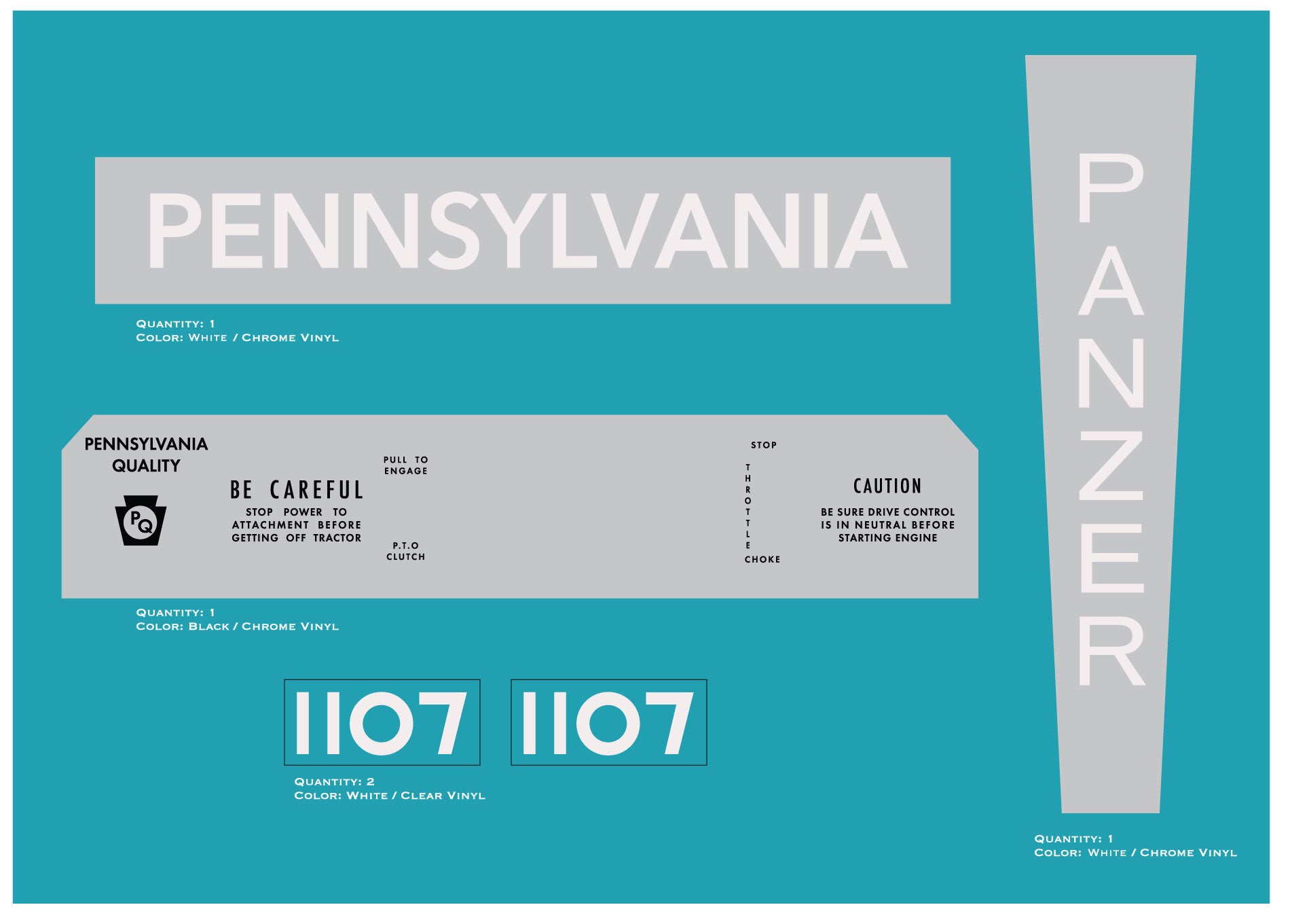 Panzer Model 1107 Lawn Tractor Decals – Vintage Reproductions