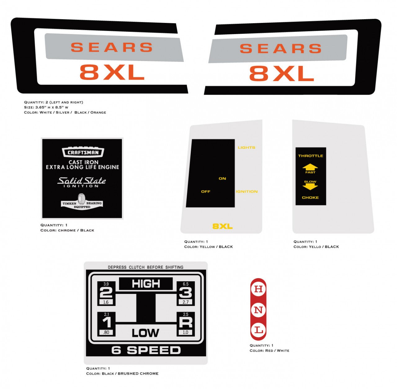 SEARS 8XL Decal Set – Vintage Reproductions