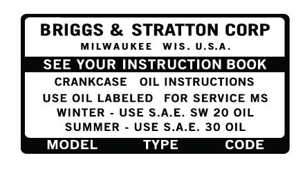 Briggs & Stratton Oil Service Decal – Vintage Reproductions
