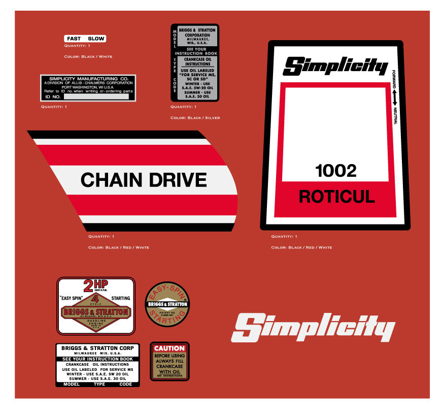 Simplicity Roticul 1002 Chainsaw Decal Kit – Vintage Reproductions