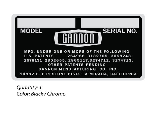 Gannon Model / Serial Number Decal – Vintage Reproductions