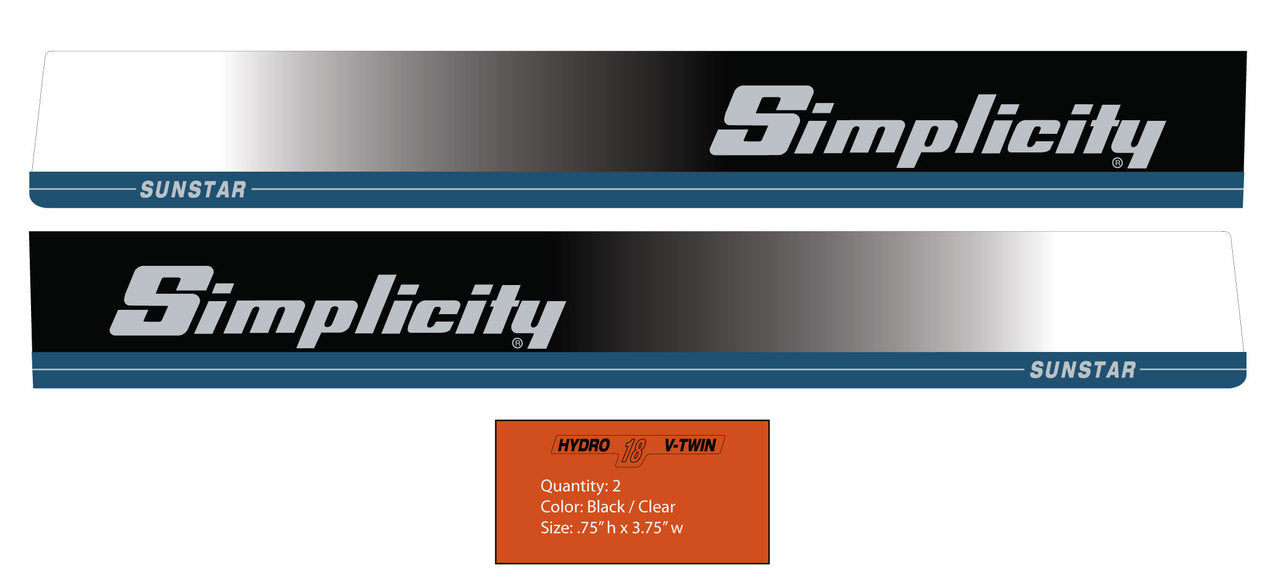 Simplicity Sunstar Hydro 18 V-twin Hood Decals – Vintage Reproductions