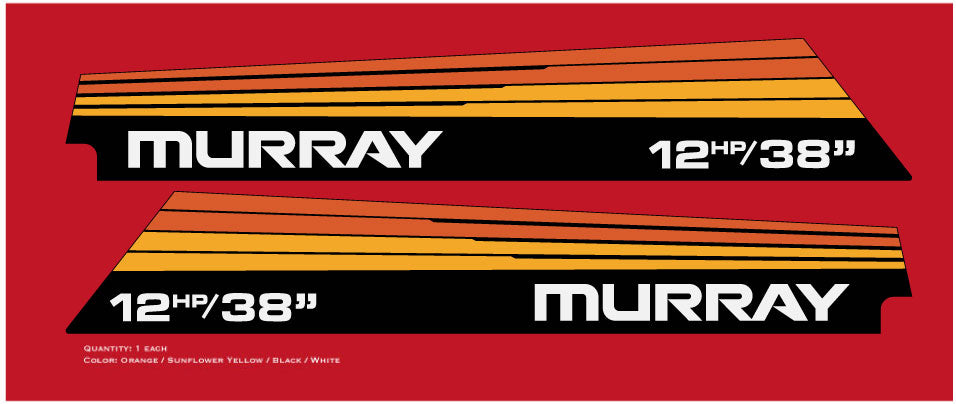 Murray 1996 12hp 38" Hood Decals – Vintage Reproductions