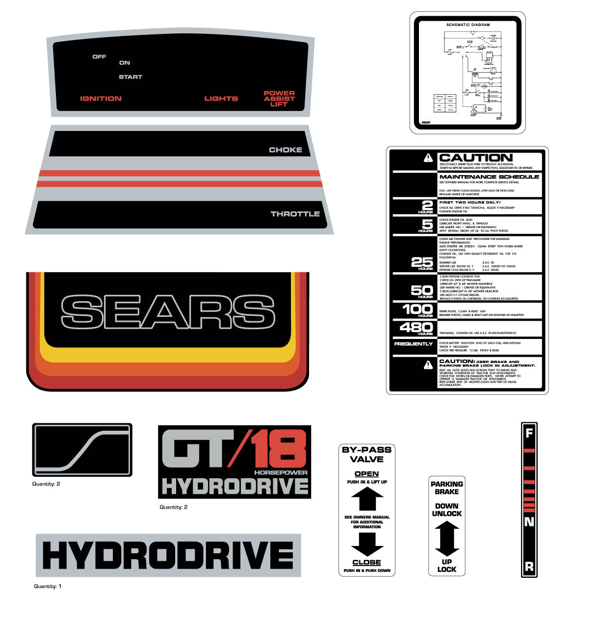 SEARS GT18 Hydrodrive Decal Kit – Vintage Reproductions