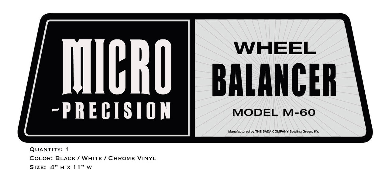 MICRO Precision Wheel Balancer Model M-60 Decal – Vintage Reproductions