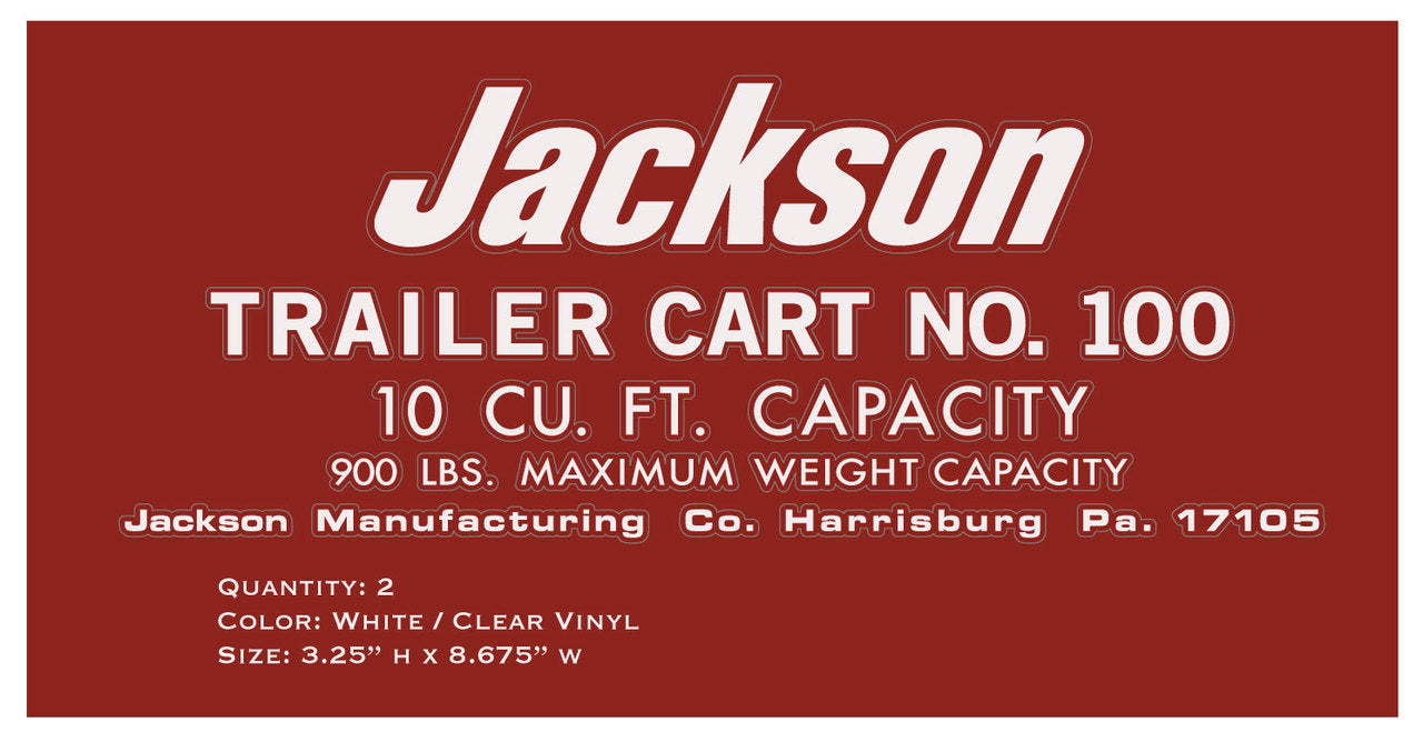 Jackson Trailer Cart Decals – Vintage Reproductions