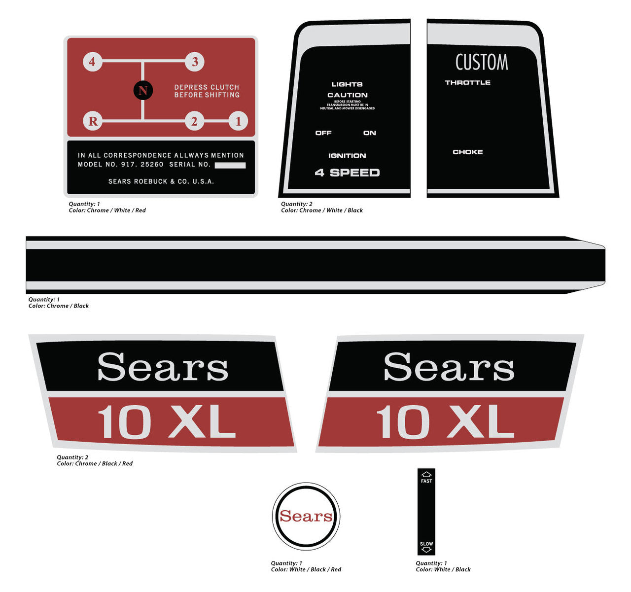 SEARS 1968 10XL Decal Kit – Vintage Reproductions