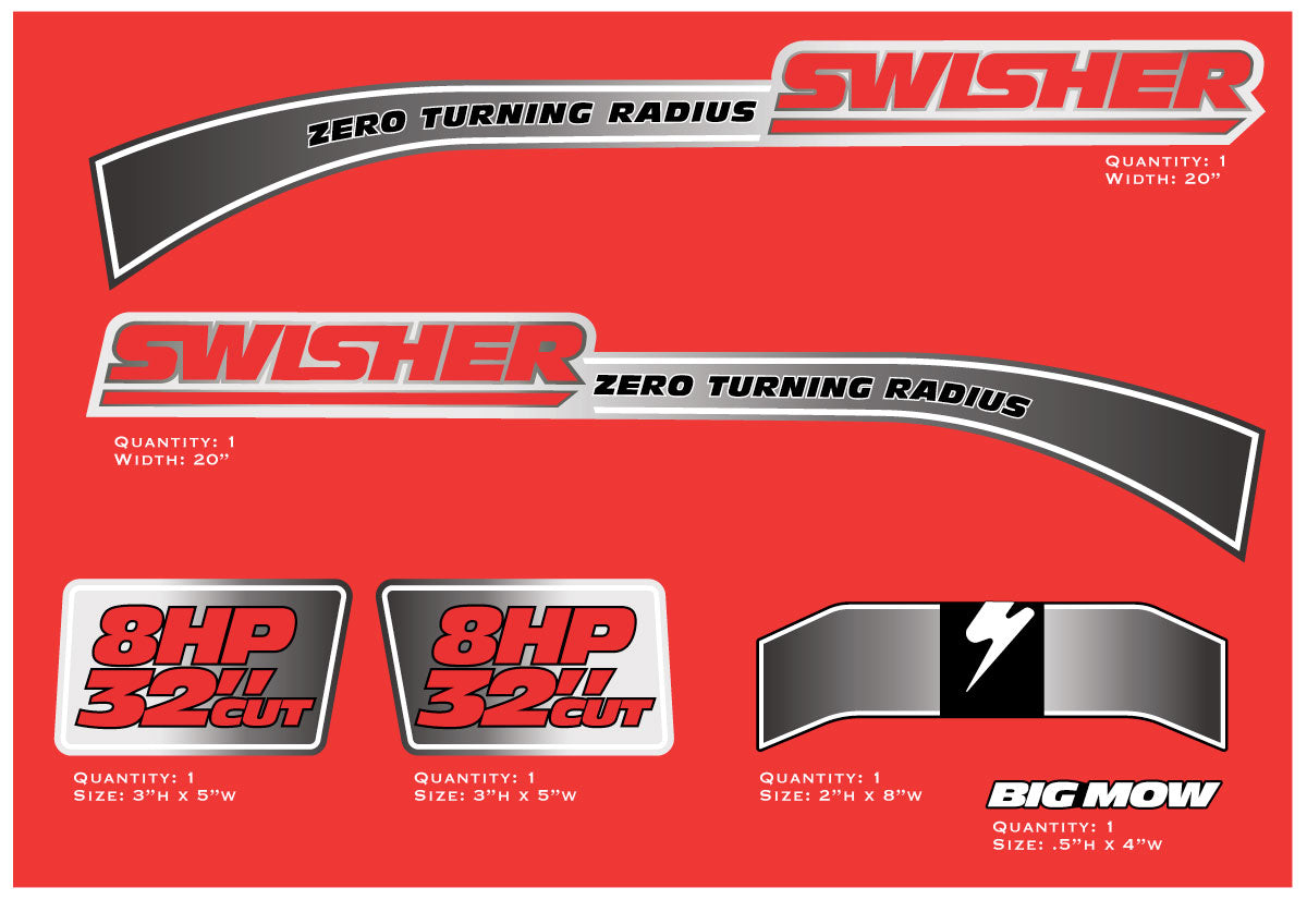 Swisher Ride King 8hp Mower Decals – Vintage Reproductions