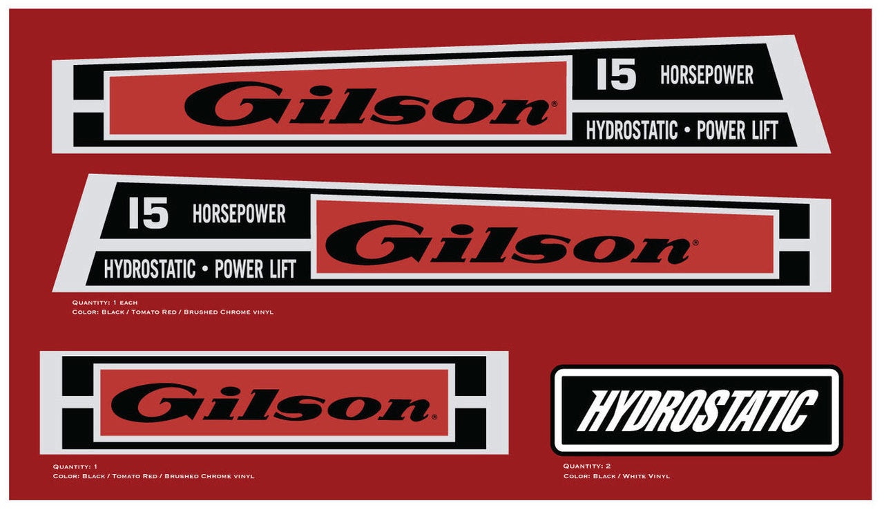 Gilson 1973 Lawn Tractor Decals – Vintage Reproductions