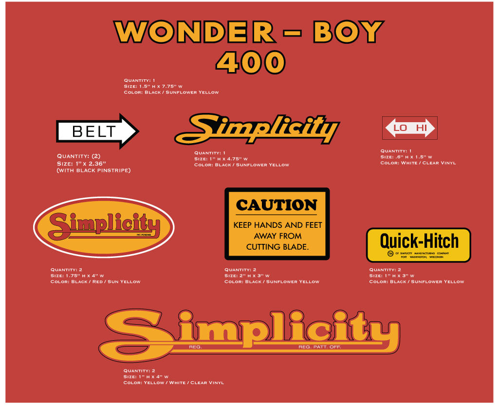 Simplicity Wonder Boy 400 Decal Kit – Vintage Reproductions