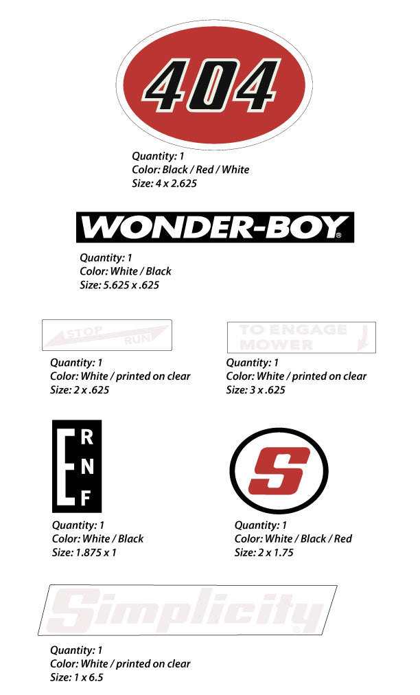 Simplicity 1966 Wonder-Boy Decals – Vintage Reproductions