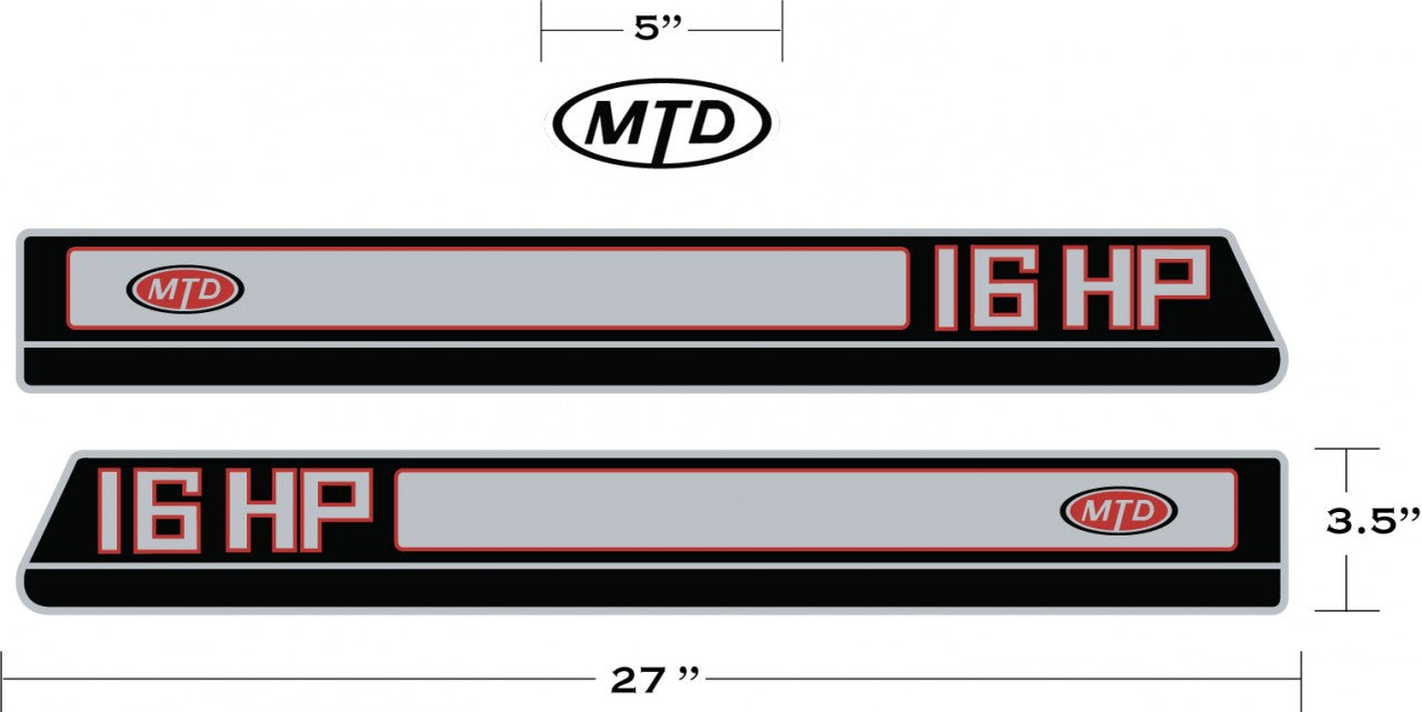 MTD 16HP Lawn Tractor Hood decals – Vintage Reproductions